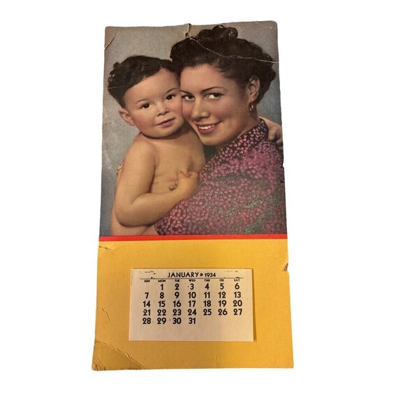 Other | Vintage 1934 Calendar With Mother Child Illustration ...